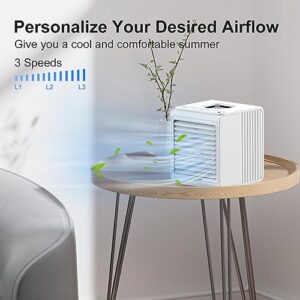 Cozzyben Mini Air Conditioner Portable Water Small USB Ac Unit Personal Evaporative Swamp Cooler Ice Fan for Desk Bedroom Room Car Camping Tent