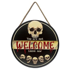 3d halloween skull welcome door sign halloween front door hanger decor rustic wood hanging door wreath wall sign home party outdoor wall decor