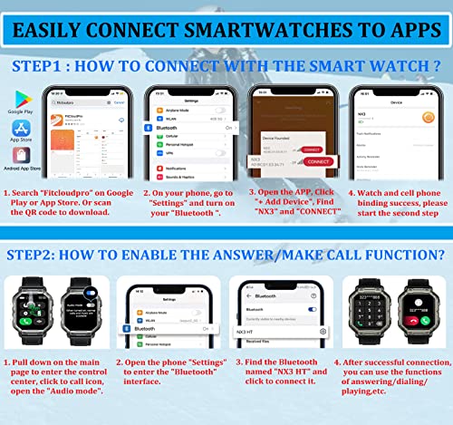 Smart Watch | Military Smart Watches for Men, Bluetooth Call(Answer/Make Calls) 1.83" Fitness Tracker 45 Days Extra-Long Standby IP68 Waterproof, Android Digital Smartwatch w Heart Rate Sleep Monitor