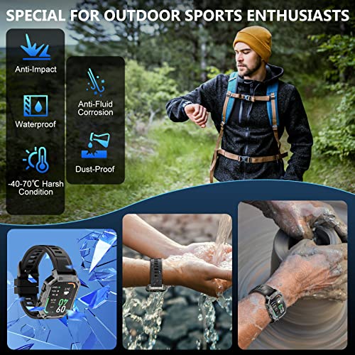 Smart Watch | Military Smart Watches for Men, Bluetooth Call(Answer/Make Calls) 1.83" Fitness Tracker 45 Days Extra-Long Standby IP68 Waterproof, Android Digital Smartwatch w Heart Rate Sleep Monitor