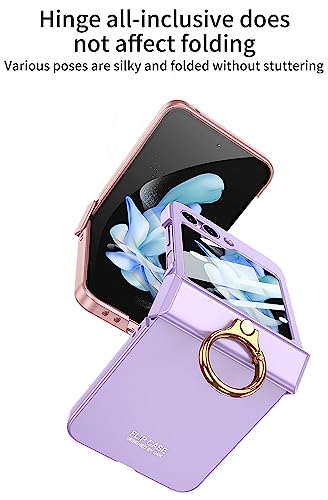 SHIEID for Samsung Z Flip 5 Case with Hinge Protection & Ring Holder Small Screen Protection Cover for Galaxy Z Flip 5 Case, Purple