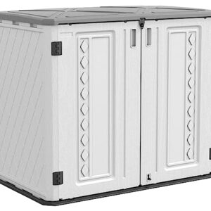 HOMSPARK Outdoor Storage Shed, 4×2.5×3.4 FT Horizontal Storage Shed Weather Resistance, Thickened Resin Outdoor Storage Cabinet for Garden, Patio, Backyard, 27 Cubic Feet