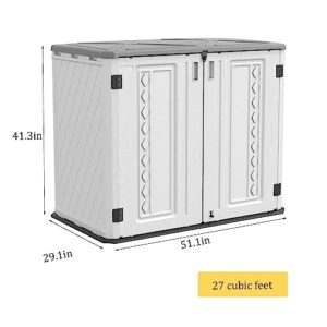 HOMSPARK Outdoor Storage Shed, 4×2.5×3.4 FT Horizontal Storage Shed Weather Resistance, Thickened Resin Outdoor Storage Cabinet for Garden, Patio, Backyard, 27 Cubic Feet