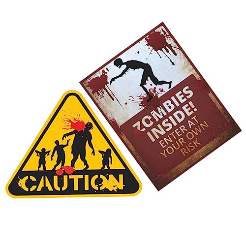 ibasenice 2pcs Zombie Sign Wall Decor Sticker Applique Zombie Wall Sign Halloween Supplies Decorations PVC Logo Stickers Mural Halloween Door Sticker Wall Sticker Halloween Stickers