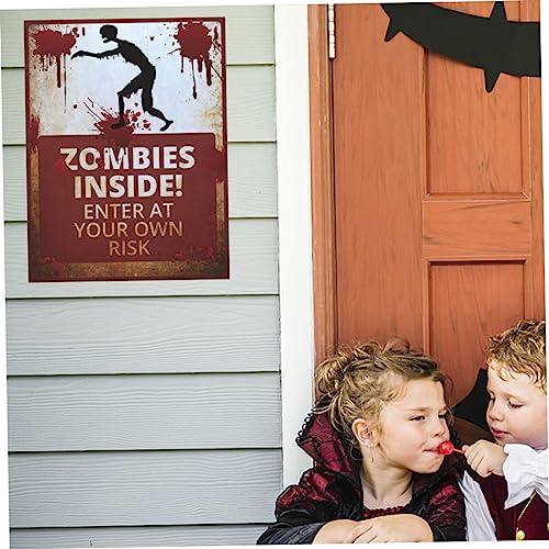 ibasenice 2pcs Zombie Sign Wall Decor Sticker Applique Zombie Wall Sign Halloween Supplies Decorations PVC Logo Stickers Mural Halloween Door Sticker Wall Sticker Halloween Stickers