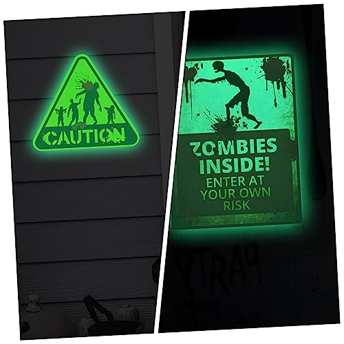 ibasenice 2pcs Zombie Sign Wall Decor Sticker Applique Zombie Wall Sign Halloween Supplies Decorations PVC Logo Stickers Mural Halloween Door Sticker Wall Sticker Halloween Stickers