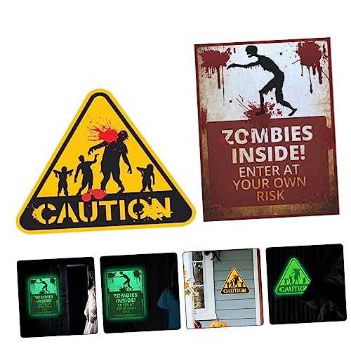 ibasenice 2pcs Zombie Sign Wall Decor Sticker Applique Zombie Wall Sign Halloween Supplies Decorations PVC Logo Stickers Mural Halloween Door Sticker Wall Sticker Halloween Stickers