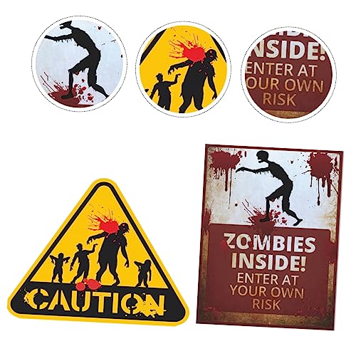 ibasenice 2pcs Zombie Sign Wall Decor Sticker Applique Zombie Wall Sign Halloween Supplies Decorations PVC Logo Stickers Mural Halloween Door Sticker Wall Sticker Halloween Stickers