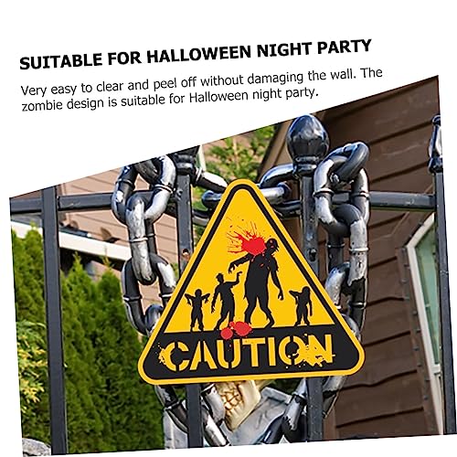 ibasenice 2pcs Zombie Sign Wall Decor Sticker Applique Zombie Wall Sign Halloween Supplies Decorations PVC Logo Stickers Mural Halloween Door Sticker Wall Sticker Halloween Stickers