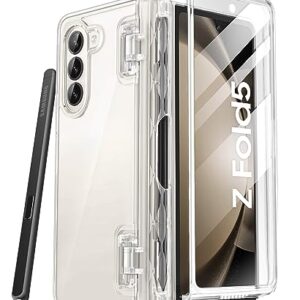 i-Blason for Samsung Galaxy Z Fold 5 Case with Pen Holder, Clear Full-Body Protective Z Fold 5 Case with Built-in Screen Protector & Hinge Protection (Clear)