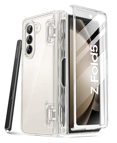 i-Blason for Samsung Galaxy Z Fold 5 Case with Pen Holder, Clear Full-Body Protective Z Fold 5 Case with Built-in Screen Protector & Hinge Protection (Clear)