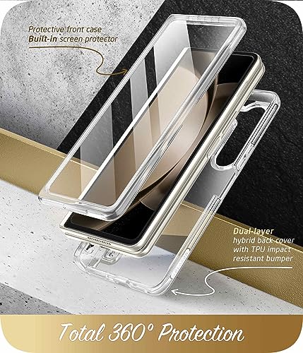 i-Blason for Samsung Galaxy Z Fold 5 Case with Pen Holder, Clear Full-Body Protective Z Fold 5 Case with Built-in Screen Protector & Hinge Protection (Clear)