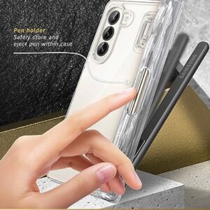 i-Blason for Samsung Galaxy Z Fold 5 Case with Pen Holder, Clear Full-Body Protective Z Fold 5 Case with Built-in Screen Protector & Hinge Protection (Clear)