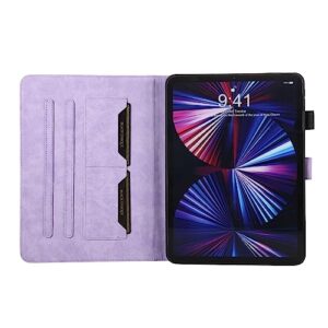 Business Special Butterfly Phonogram Pattern Cover with 2 Credit Card Slots Pencil Holder Kickstand Protective Case for iPad Air 2019/ Pro 10.5" -Purple