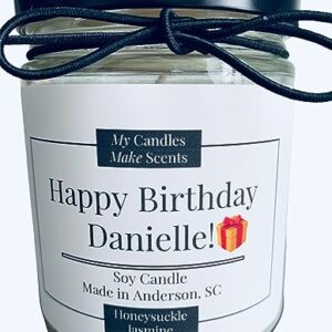 My Candles Make Scents| Personalized Handcrafted Soy Candle | 9oz Stylish Clear Jars | Many Scents To Chose From| Free Shipping (Honeysuckle Jasmine)