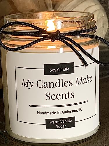 My Candles Make Scents| Personalized Handcrafted Soy Candle | 9oz Stylish Clear Jars | Many Scents To Chose From| Free Shipping (Honeysuckle Jasmine)