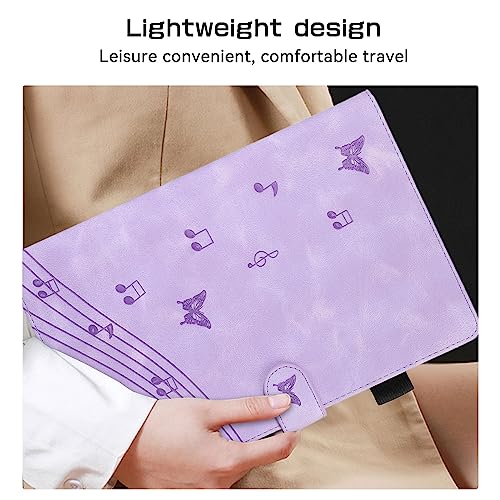 Business Special Butterfly Phonogram Pattern Cover with 2 Credit Card Slots Pencil Holder Kickstand Protective Case for iPad Air 4 2020-Purple