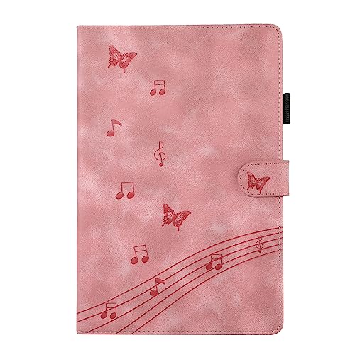 Business Special Butterfly Phonogram Pattern Cover with 2 Credit Card Slots Pencil Holder Kickstand Protective Case for iPad Air 5 2022-Pink