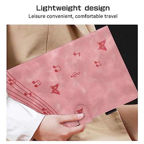 Business Special Butterfly Phonogram Pattern Cover with 2 Credit Card Slots Pencil Holder Kickstand Protective Case for iPad Air 5 2022-Pink