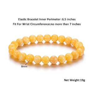 Jovivi Natural Citrine Bracelet - Semi Precious Round Stone Beads Stretch Bracelet - 8mm Handmade Gemstone Beaded Healing Crystals Bracelet for Women Men 6.5"