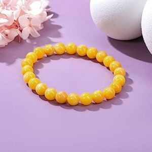 Jovivi Natural Citrine Bracelet - Semi Precious Round Stone Beads Stretch Bracelet - 8mm Handmade Gemstone Beaded Healing Crystals Bracelet for Women Men 6.5"