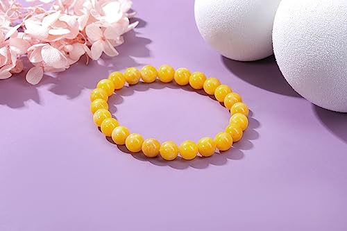 Jovivi Natural Citrine Bracelet - Semi Precious Round Stone Beads Stretch Bracelet - 8mm Handmade Gemstone Beaded Healing Crystals Bracelet for Women Men 6.5"