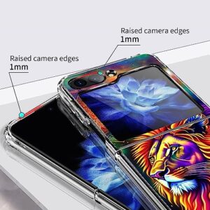 Bcov Galaxy Z Flip 5 Case,Colorful Lion Mandala Anti-Scratch Solid Hard case Protective Shookproof Phone Cover for Samsung Galaxy Z Flip 5