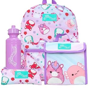 Squishmallows School Bag 4 Piece Set | Kids Backpack And Lunch Bag Set With Pencil Case And Water Bottle | Children's Backpacks | Official Merchandise