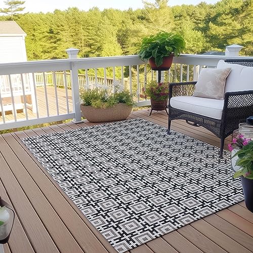 Dalyn Rugs Indoor/Outdoor Marlo MO1 Black Washable 8' x 10'