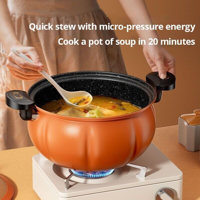 2023 New Multifunctional Plumpy Non-stick Micro Pressure Pot,Multifunctional Plumpy Non Stick Micro Pressure Pot,Pumpkin Micro Pressure Pot, Easy To Clean Micro Pressure Cooker for Kitchen (Orange 8L)