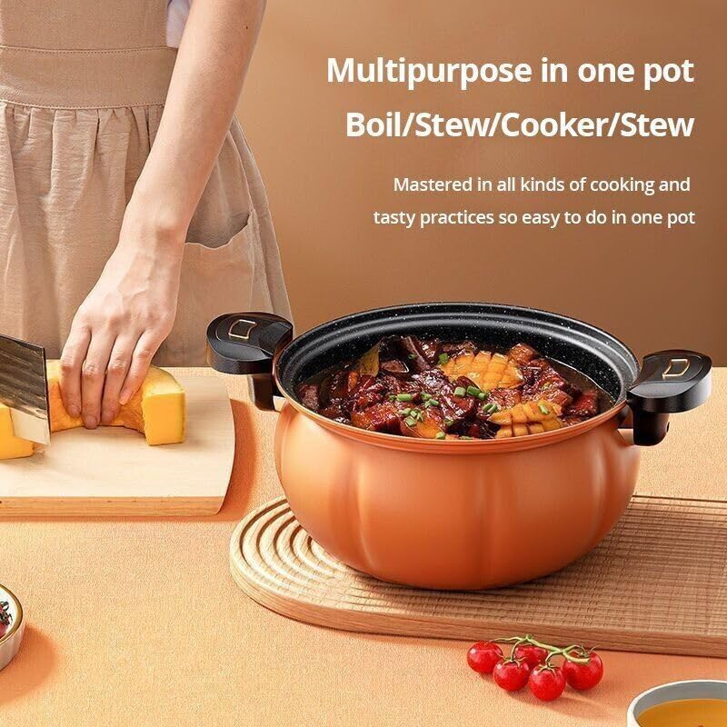 2023 New Multifunctional Plumpy Non-stick Micro Pressure Pot,Multifunctional Plumpy Non Stick Micro Pressure Pot,Pumpkin Micro Pressure Pot, Easy To Clean Micro Pressure Cooker for Kitchen (Orange 8L)