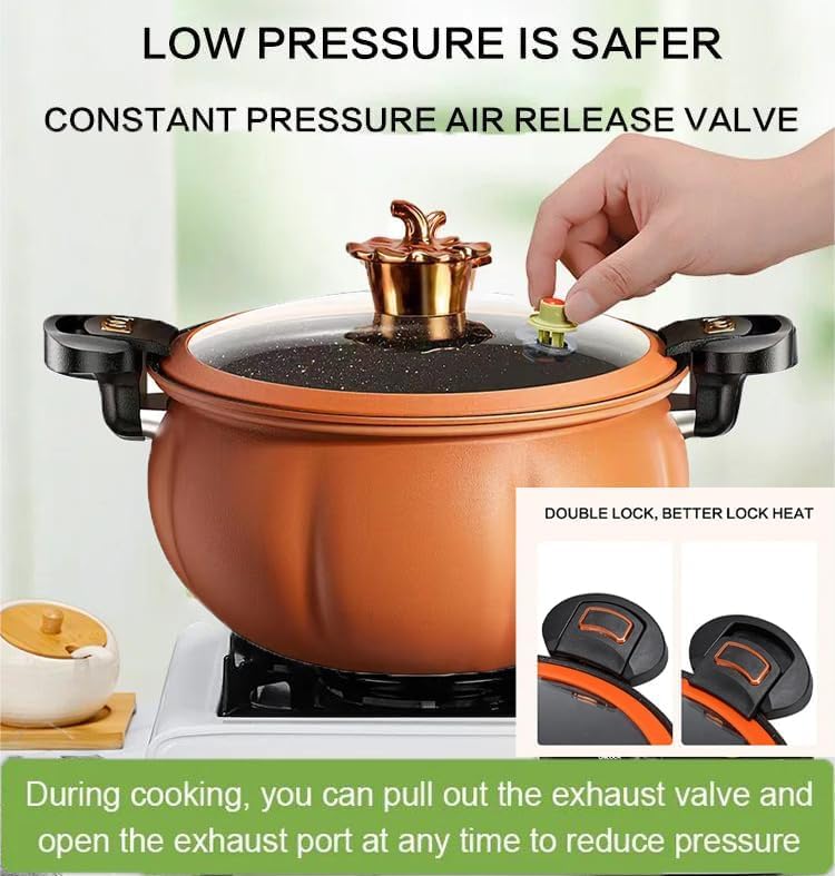 2023 New Multifunctional Plumpy Non-stick Micro Pressure Pot,Multifunctional Plumpy Non Stick Micro Pressure Pot,Pumpkin Micro Pressure Pot, Easy To Clean Micro Pressure Cooker for Kitchen (Orange 8L)