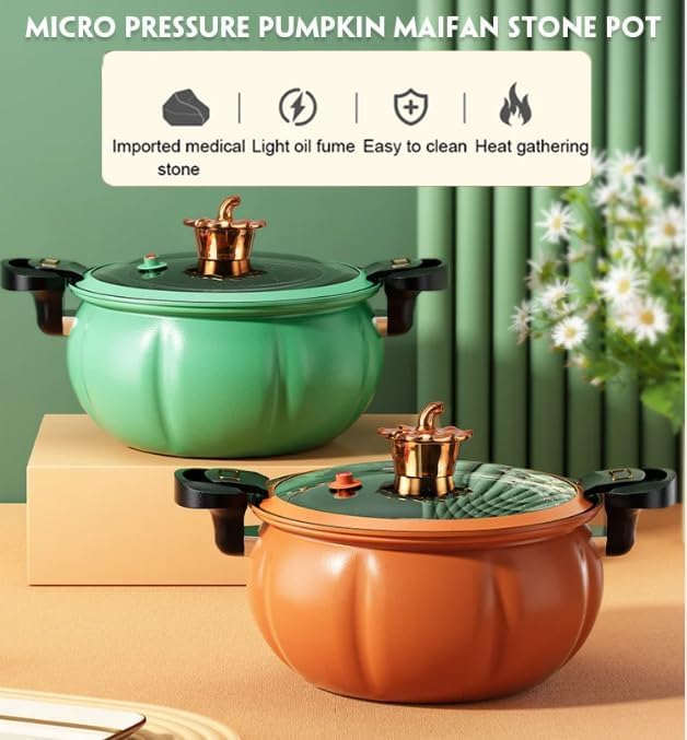 2023 New Multifunctional Plumpy Non-stick Micro Pressure Pot,Multifunctional Plumpy Non Stick Micro Pressure Pot,Pumpkin Micro Pressure Pot, Easy To Clean Micro Pressure Cooker for Kitchen (Orange 8L)