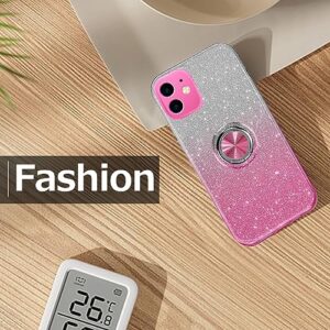 JUNAUTTB for Samsung Galaxy S20 FE 5G Case with Ring Stand Magnetic Kickstand,Glitter Sparkly,for Girls Women,TPU Cover and Hard PC Protective Slim Fit Case 6.5in Pink JUS02-02