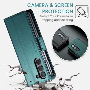 Taneny Case for Samsung Galaxy Z Fold 5 Case (2023),PU Leather Wallet Flip Folio Case with Card Holder RFID Blocking Kickstand Shockproof Phone Cover for Samsung Galaxy Z Fold 5 5G 2023 (Teal)