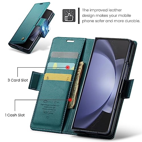 Taneny Case for Samsung Galaxy Z Fold 5 Case (2023),PU Leather Wallet Flip Folio Case with Card Holder RFID Blocking Kickstand Shockproof Phone Cover for Samsung Galaxy Z Fold 5 5G 2023 (Teal)