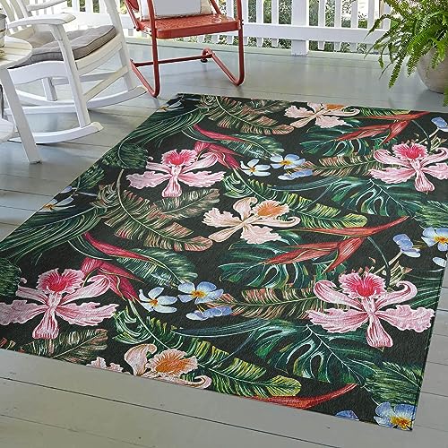 Dalyn Rugs Indoor/Outdoor Tropics TC6 Black Washable 8' x 10' Rug