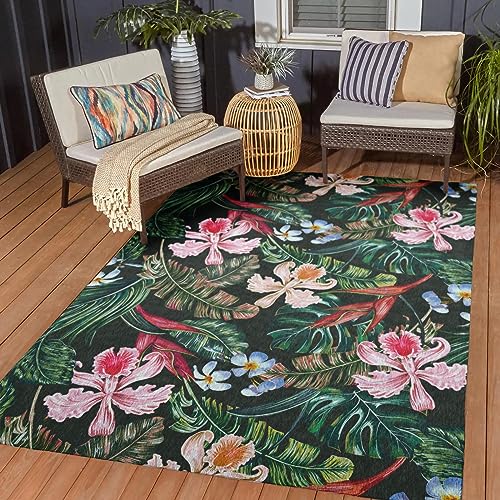 Dalyn Rugs Indoor/Outdoor Tropics TC6 Black Washable 8' x 10' Rug