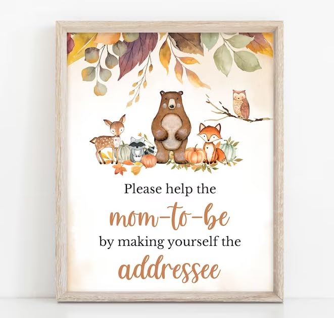 Personalized Envelope Station Welcome Sign Fall Woodland Baby Shower Poster/Canvas Decor Wall Oh Boy Woodland Addressee Sign Baby Shower Fall Woodland Baby Shower Decoration Woodland Baby Shower