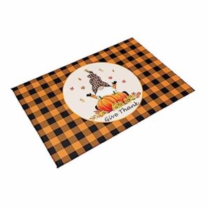 Outdoor Patio Rugs Pumpkin Sunflowers Fallen Leaves Outdoor Area Rug Orange Checkered Non-Slip Backyard/Camping RV Rug/Deck/Porch Rug Front Door Floor Mat Carpet,5x8ft,