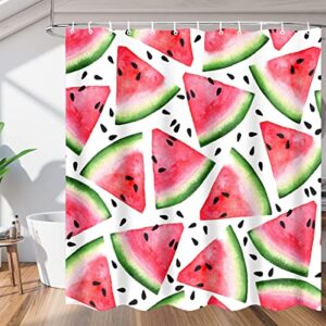 xmnygj shower curtain red pink watermelon shower curtain set with 12 plastic hooks waterproof fabric bath curtains for bathroom decor machine washable 72 x 72 inches