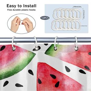 XMNYGJ Shower Curtain Red Pink Watermelon Shower Curtain Set with 12 Plastic Hooks Waterproof Fabric Bath Curtains for Bathroom Decor Machine Washable 72 x 72 Inches