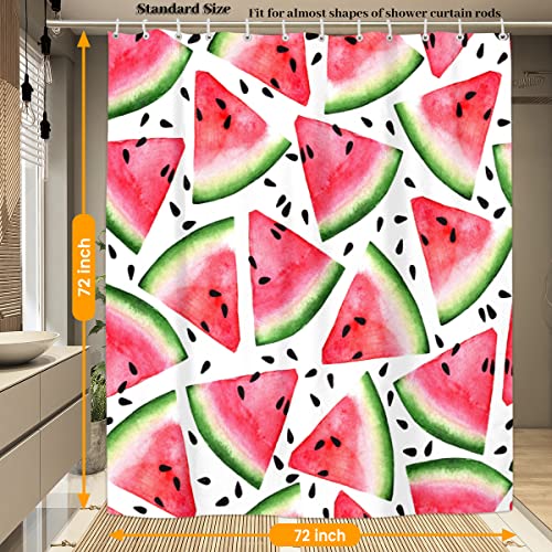 XMNYGJ Shower Curtain Red Pink Watermelon Shower Curtain Set with 12 Plastic Hooks Waterproof Fabric Bath Curtains for Bathroom Decor Machine Washable 72 x 72 Inches