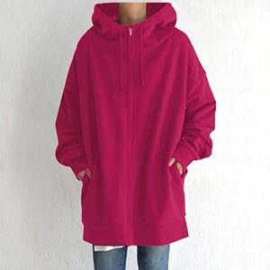 Pongfunsy Sweatshirts Hoodies for Women Trendy Y2k Loose fit Long Sleeve Long Sleeve Comfy Fall Casual Tops Shirts Hot Pink