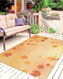 thanksgiving outdoor rug, large floor mat day dreamlike maple leaf non slip area rug rubber backing quick dry clearance carpet for camping rugs, patio, garden, lawn, deck, porch, 6' x 9'