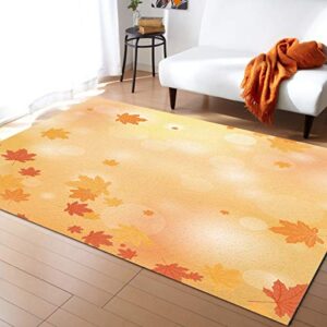 Thanksgiving Outdoor Rug, Large Floor Mat Day Dreamlike Maple Leaf Non Slip Area Rug Rubber Backing Quick Dry Clearance Carpet for Camping Rugs, Patio, Garden, Lawn, Deck, Porch, 6' x 9'