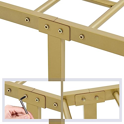 Yaheetech Metal Platform King Bed Frame Mattress Foundation with Headboard and Footboard No Box Spring Needed Under Bed Storage Steel Slats Antique Gold