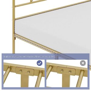 Yaheetech Metal Platform King Bed Frame Mattress Foundation with Headboard and Footboard No Box Spring Needed Under Bed Storage Steel Slats Antique Gold