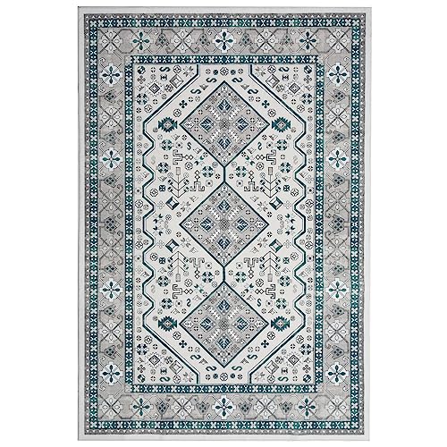 GAOMON Boho Area Rug 8x10 Persian Washable Livingroom Rug, Soft Vintage Boho Gromertic Accent Rugs for Living Room Entryway Dining Room, Non-Slip Non-Shedding Low-Pile Floor Carpet