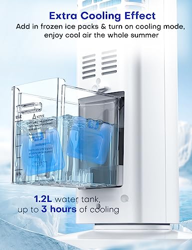 BALKO Evaporative Air Cooler, 35-INCH Windowless Air Conditioner Portable for Room w/Removable Water Tank, Remote & 7H Timer, 60° Oscillation Swamp Cooler, Tower Cooling Fan for Bedroom Home Office